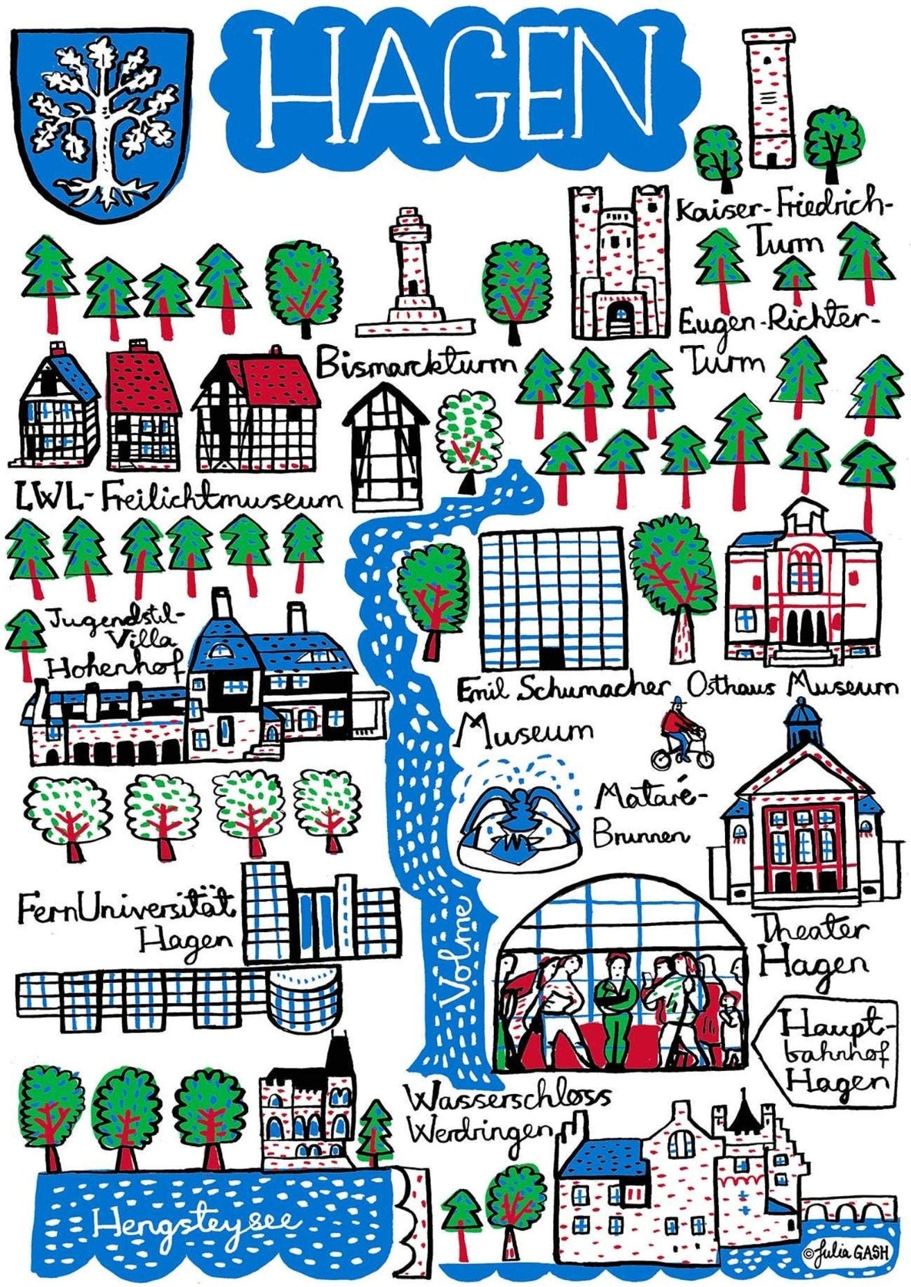 Hagen Art Print by British Travel Artist Julia Gash